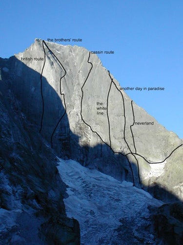 Solo in Winter on Piz Badile - Climbing