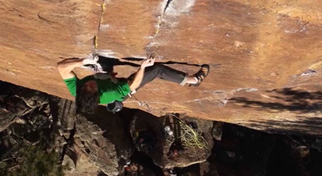 Cedar Wright on The Evictor (5.12c R), Eldorado Canyon - Climbing