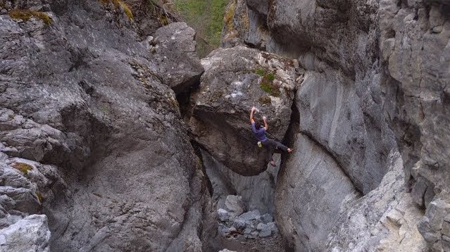 Watch Miles Adamson Free Solo Chockstone Boulder