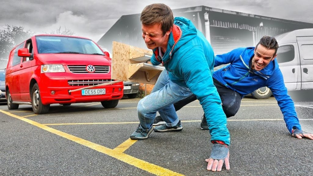 Video: Wide Boyz Attempt to Pull a Car With a Hand Jam - Climbing