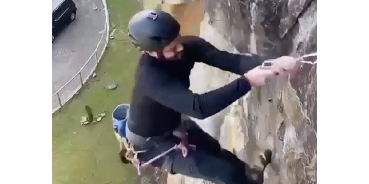 Weekend Whipper: Climber Falls Grabbing Quickdraw- Climbing