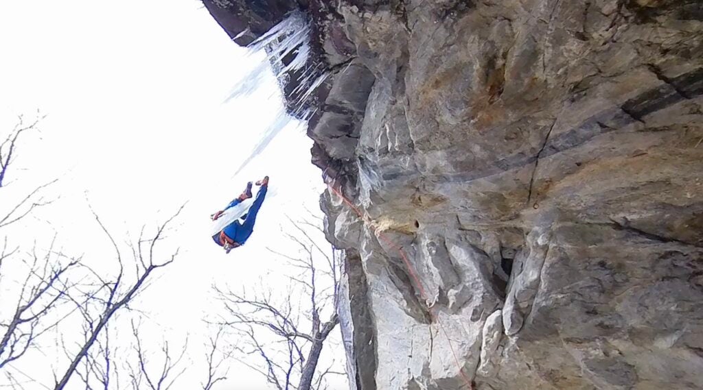 Climber Takes Big Fall When Ice Breaks - Climbing