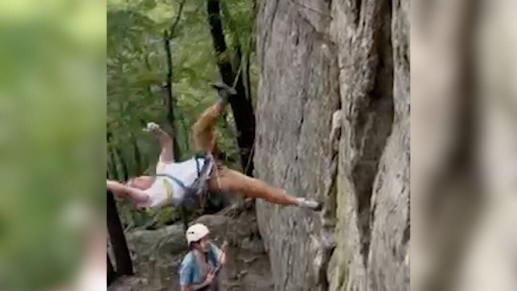 Upside Down Trad Fall on Classic NY Rock Climb - Climbing