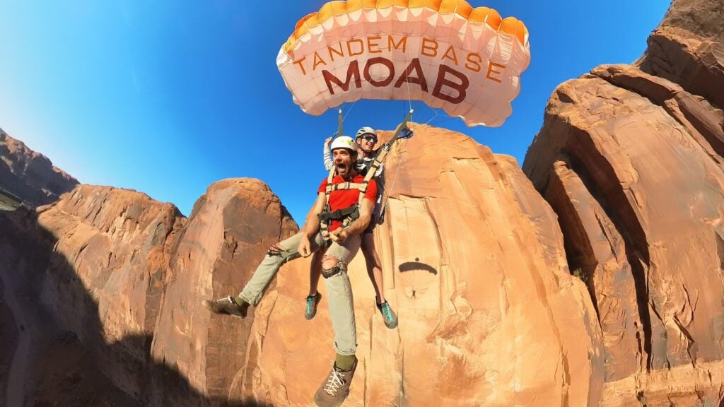 A Climber's First Tandem BASE Jump